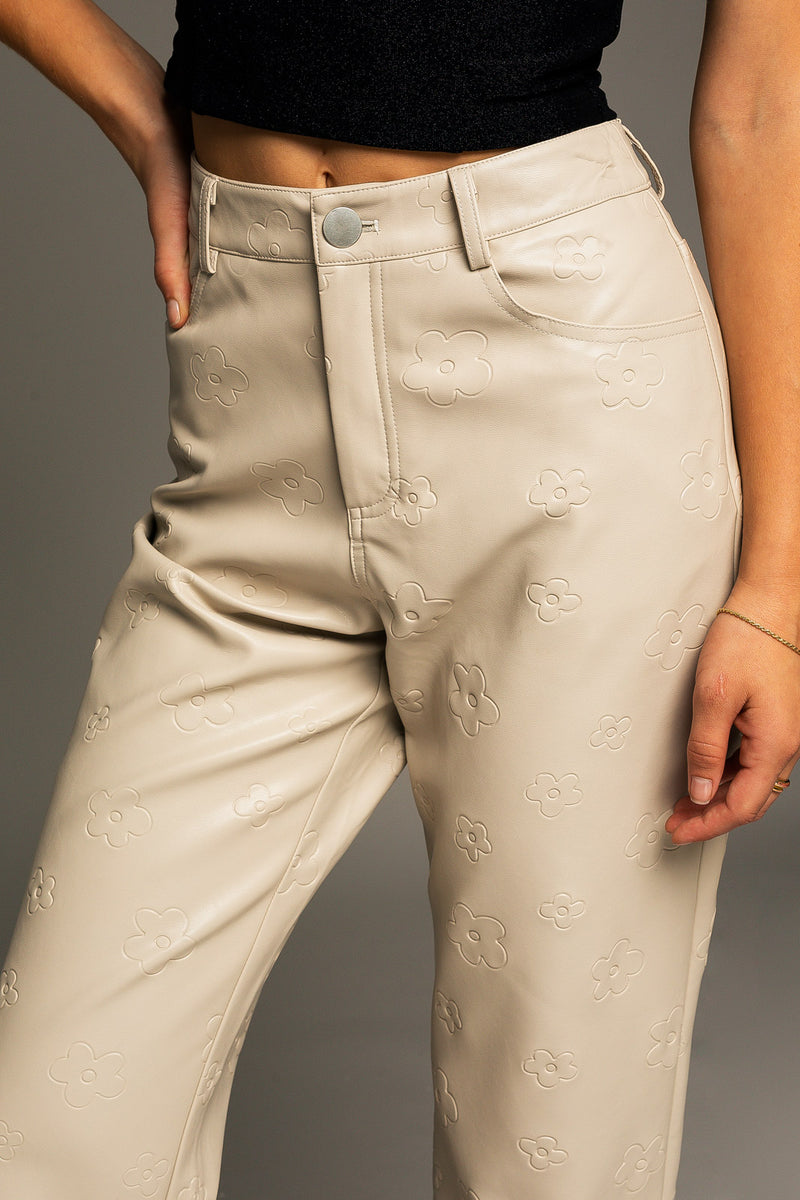 Vanilla Floral Faux Leather Pant – shopgabriLA